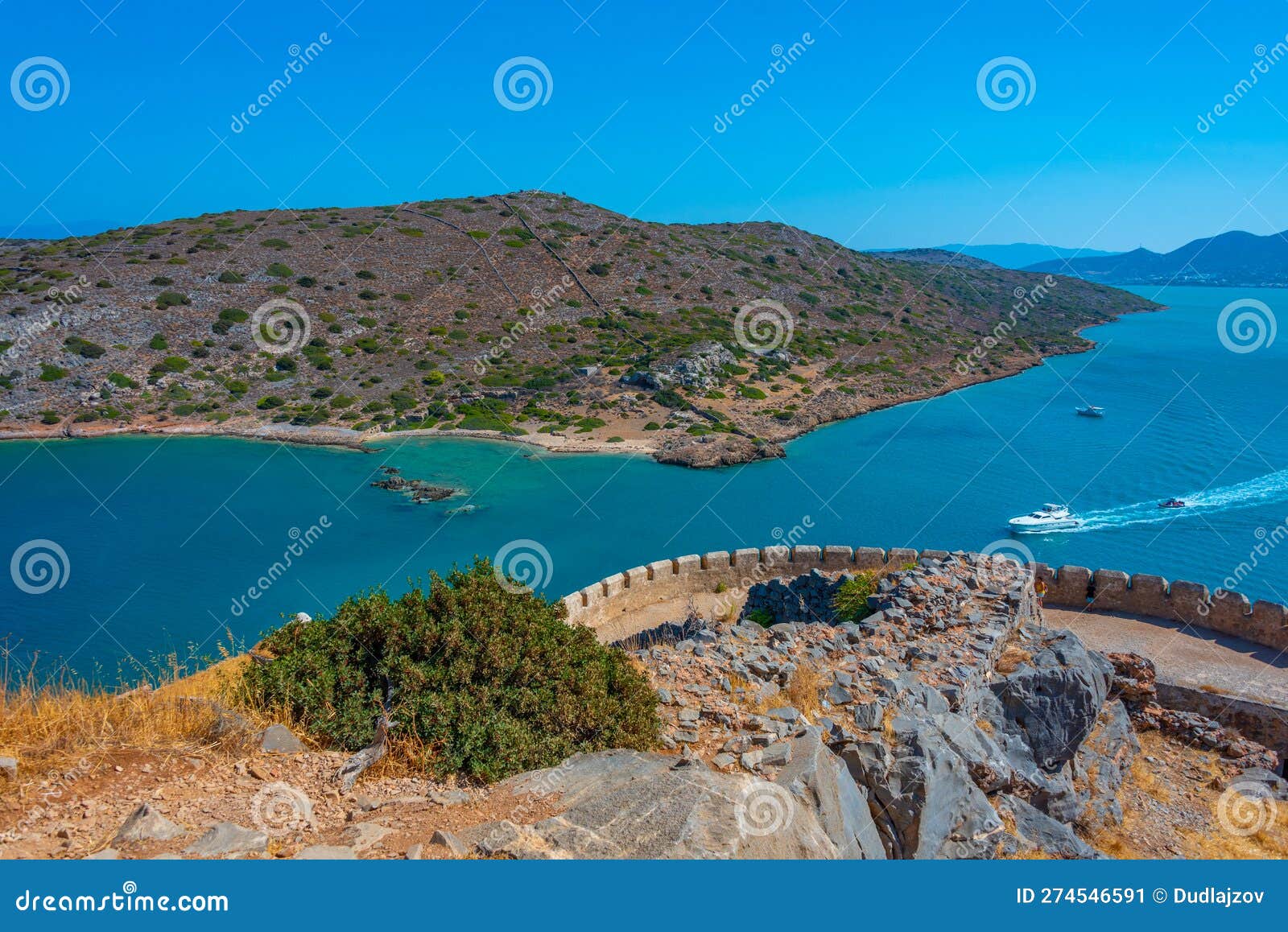 Spinalonga Peninsula at Greek Island Crete Stock Image - Image of ...