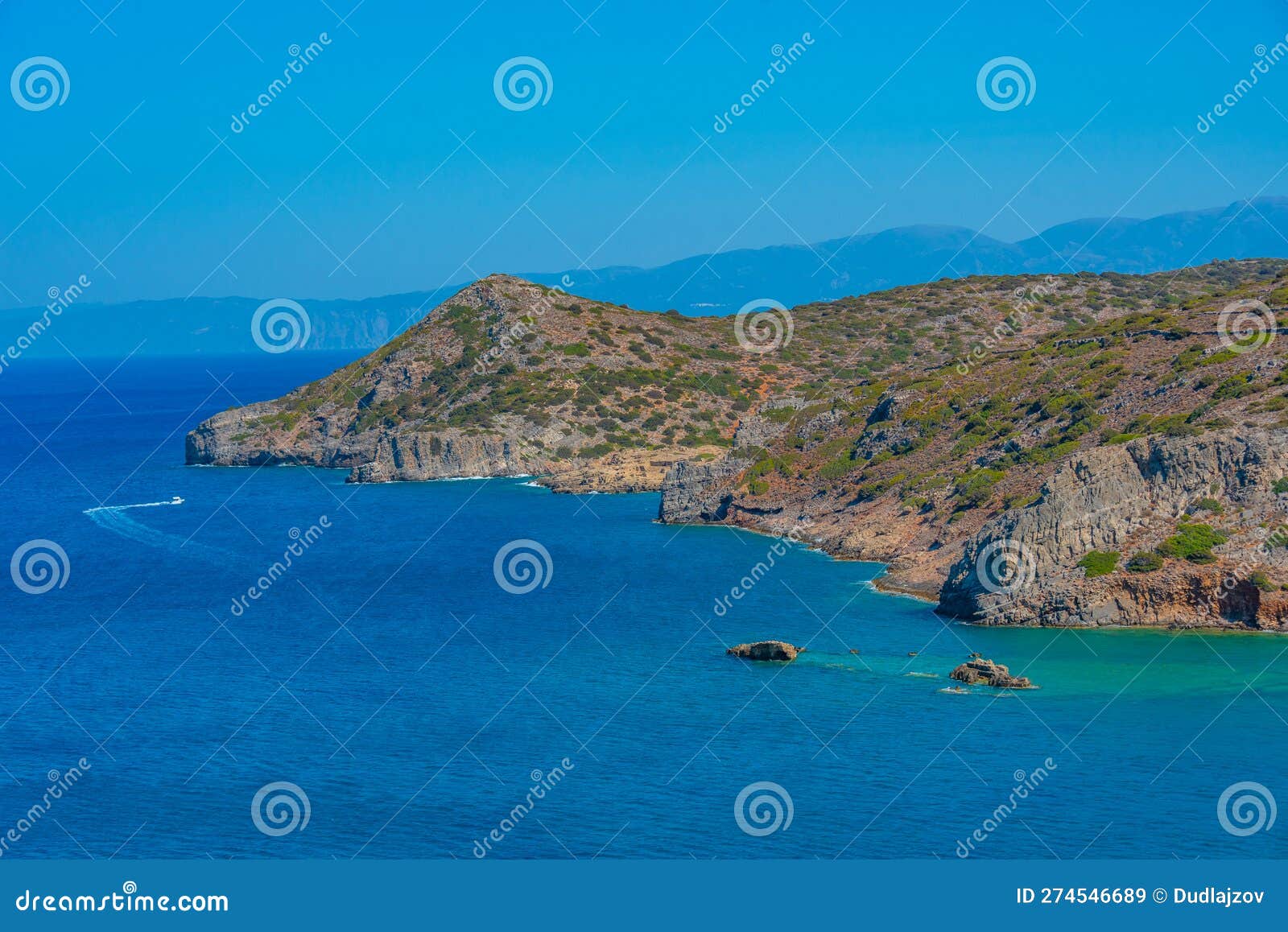 Spinalonga Peninsula at Greek Island Crete Stock Image - Image of ...