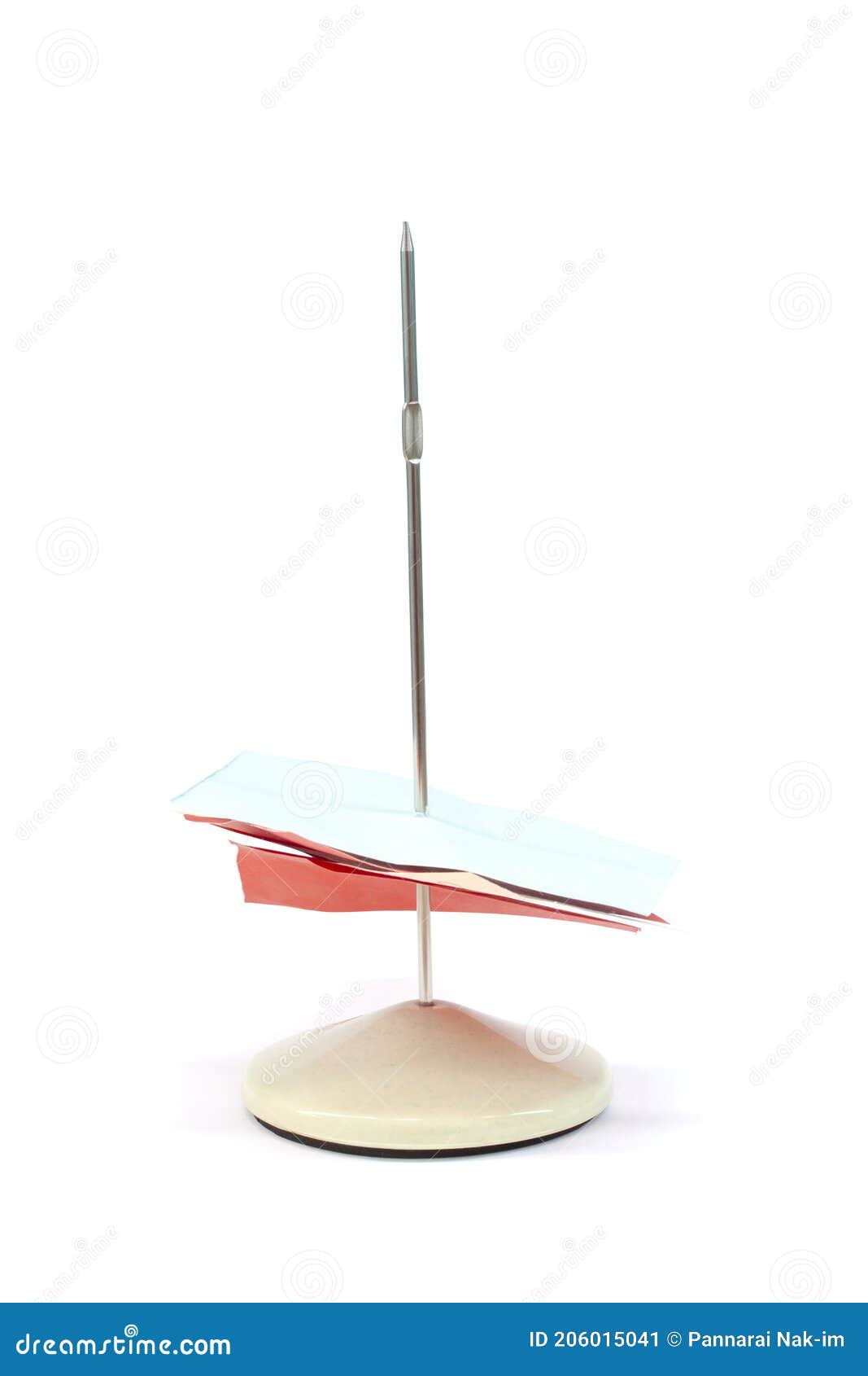A Spindle Bill Holder with Notepaper on White Background. Stock Image ...