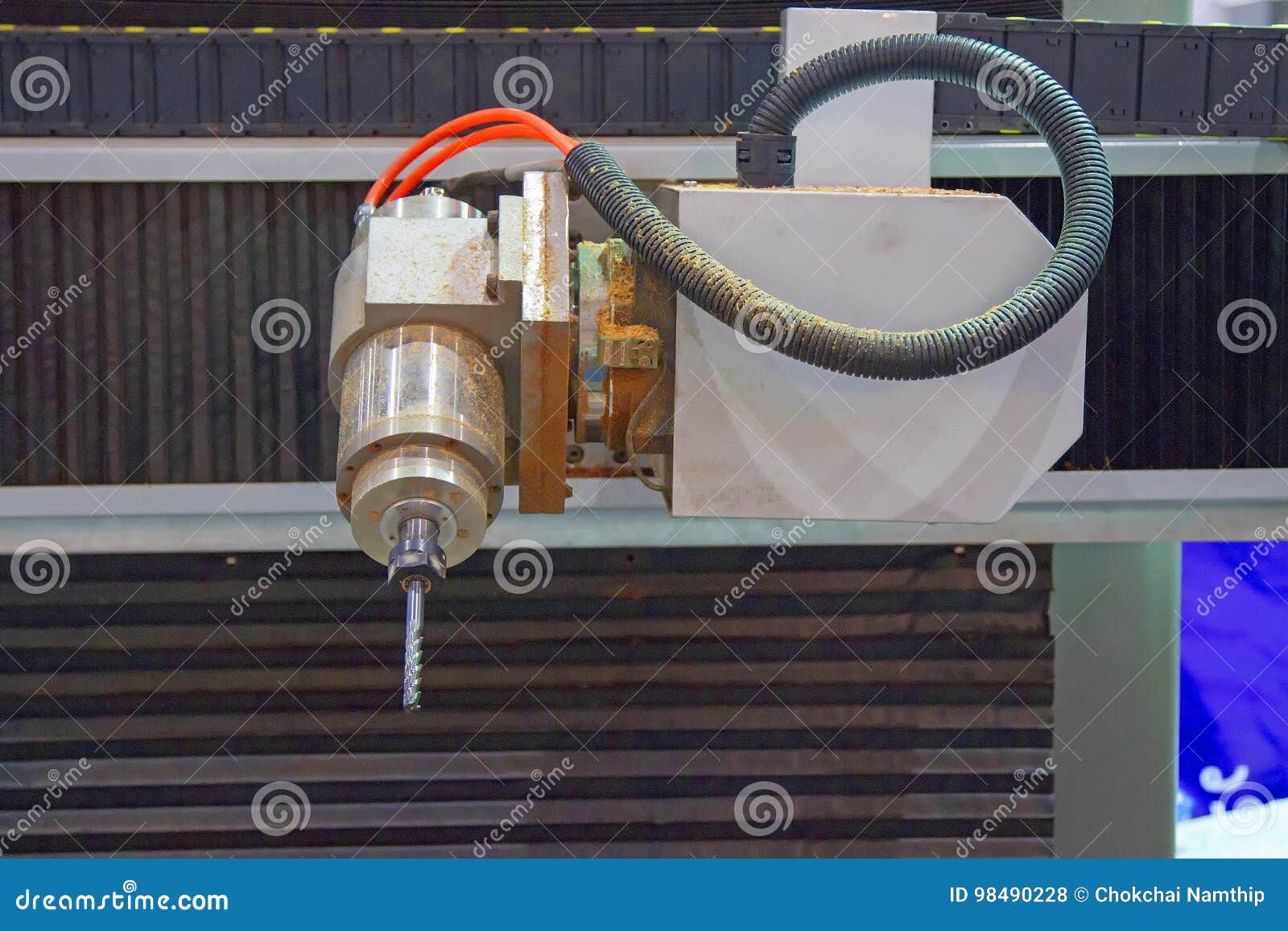 Spindle of CNC Milling for Wood Stock Photo - Image of focus, machine ...