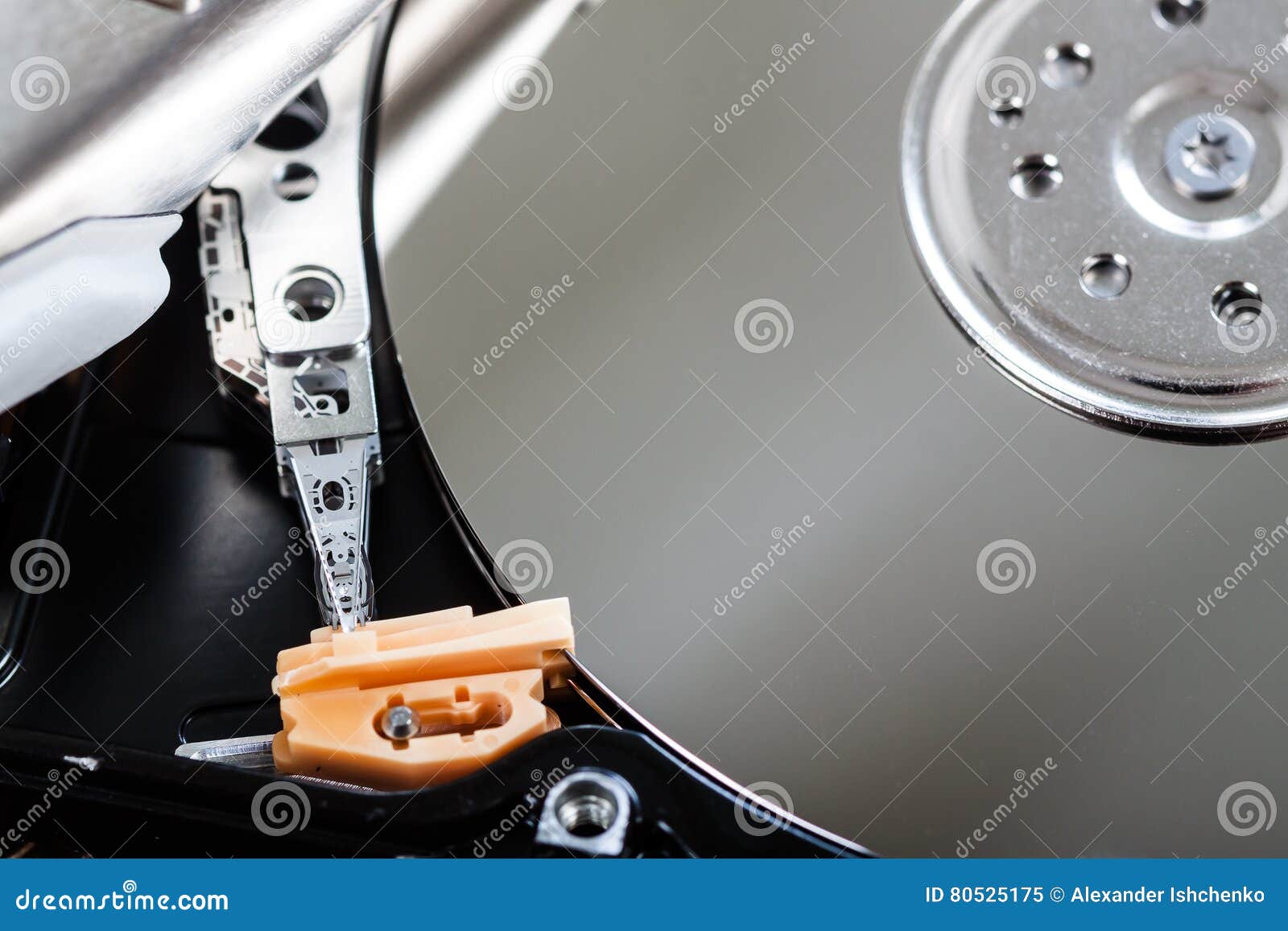 Spindle and Open Plate of Hard Disk Drive. Stock Image - Image of ...