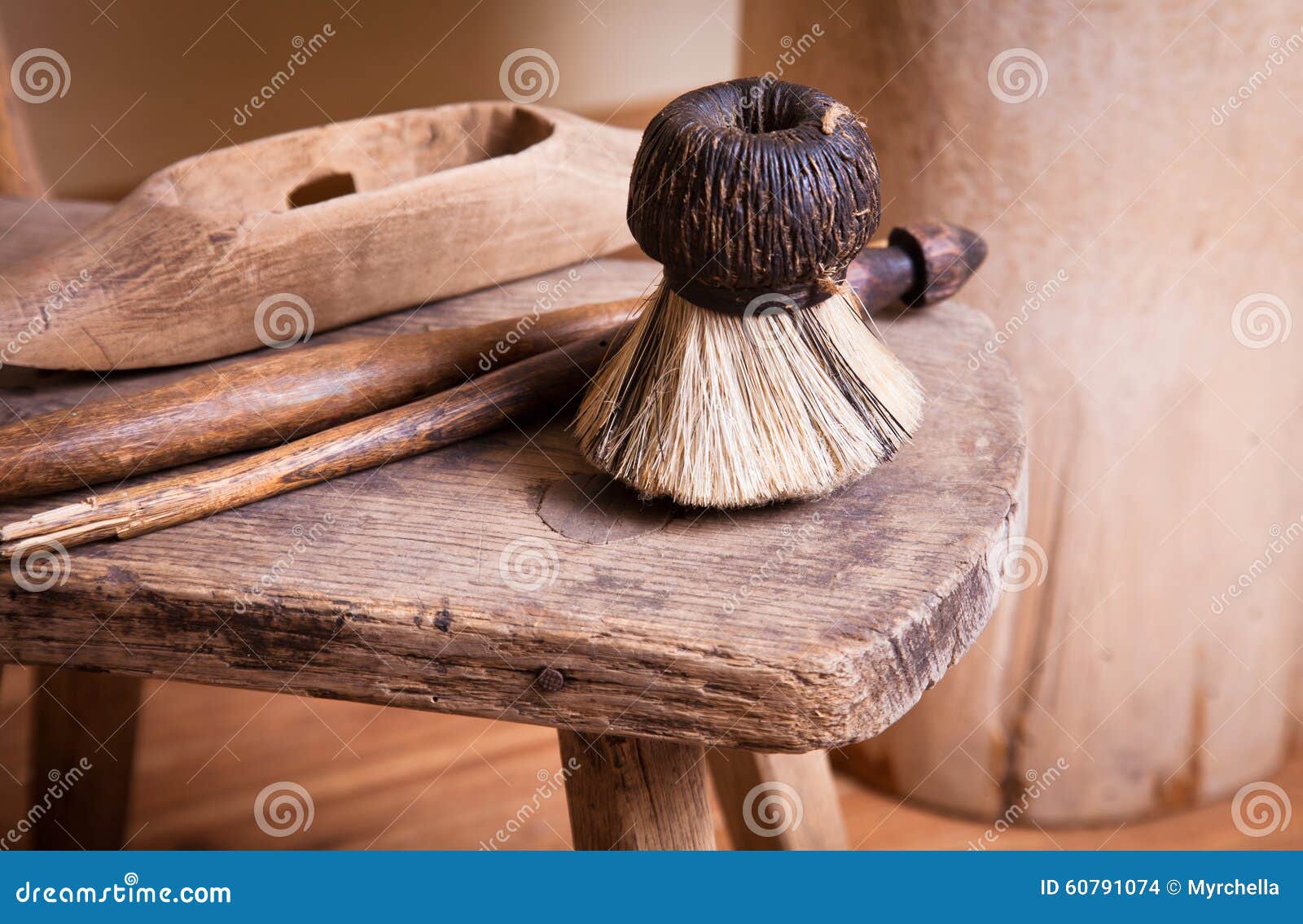 Spindle, Quill and Brush for Textile Stock Photo - Image of shuttle ...