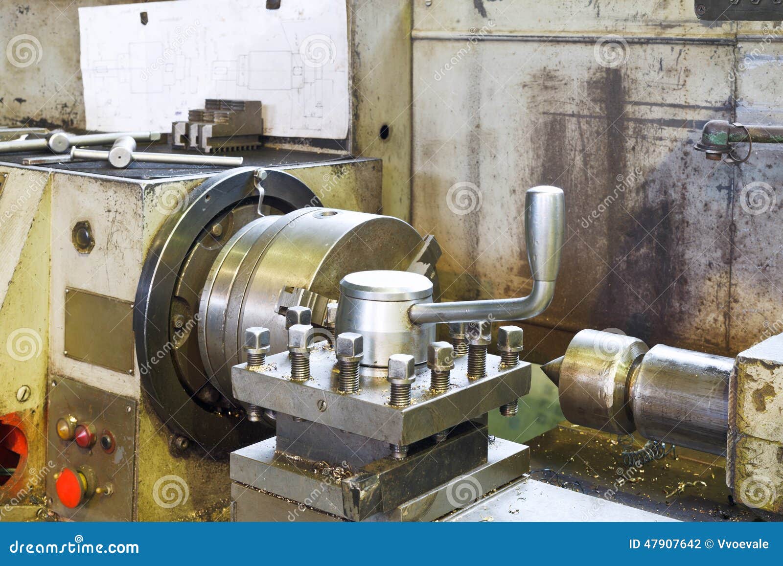 Spindles of Metal Lathe Machine Stock Photo - Image of factory, metal ...
