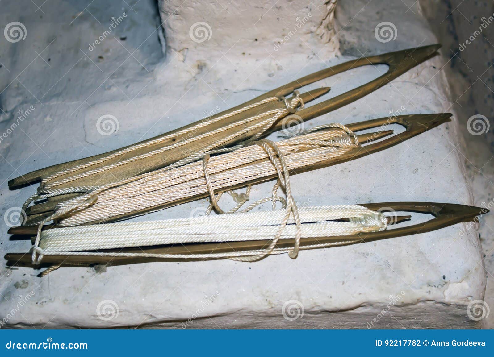 Spindles, Shuttles with Threads for Weaving Nets or Carpets Stock Photo ...