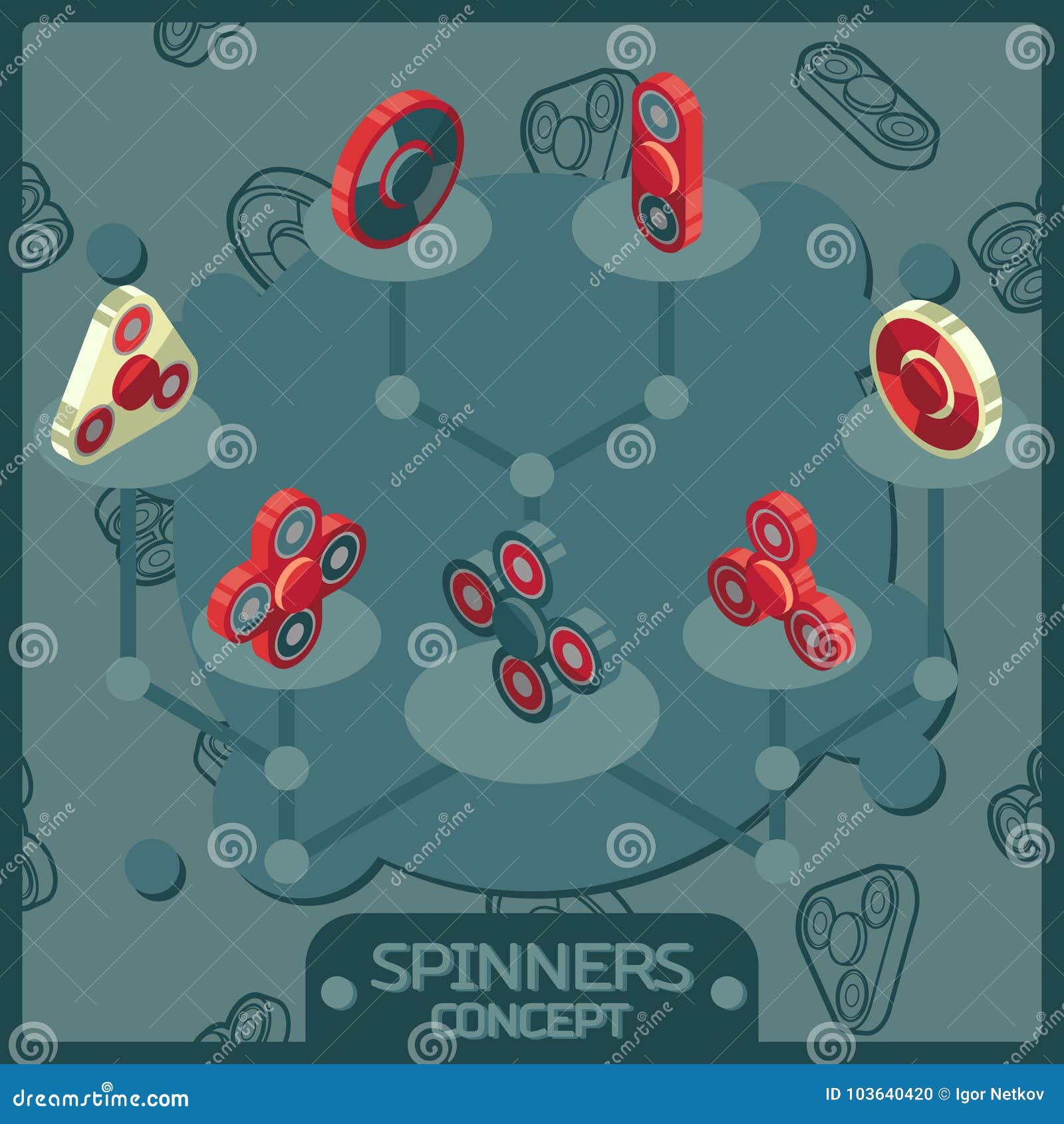 Spinners Color Isometric Concept Icons Stock Vector Illustration Of