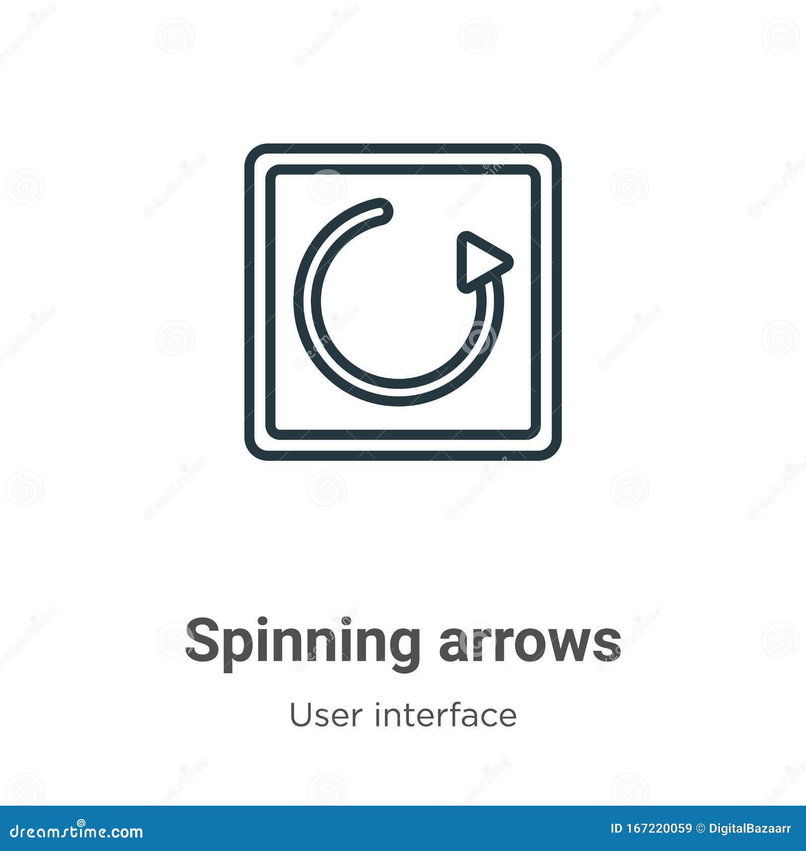 Spinning Arrows Outline Vector Icon. Thin Line Black Spinning Arrows ...