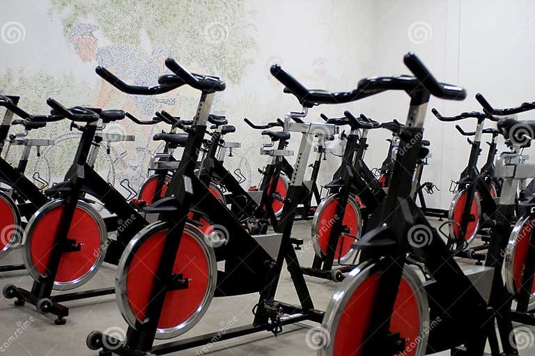 Spinning bikes stock image. Image of club, power, cycle - 1148617