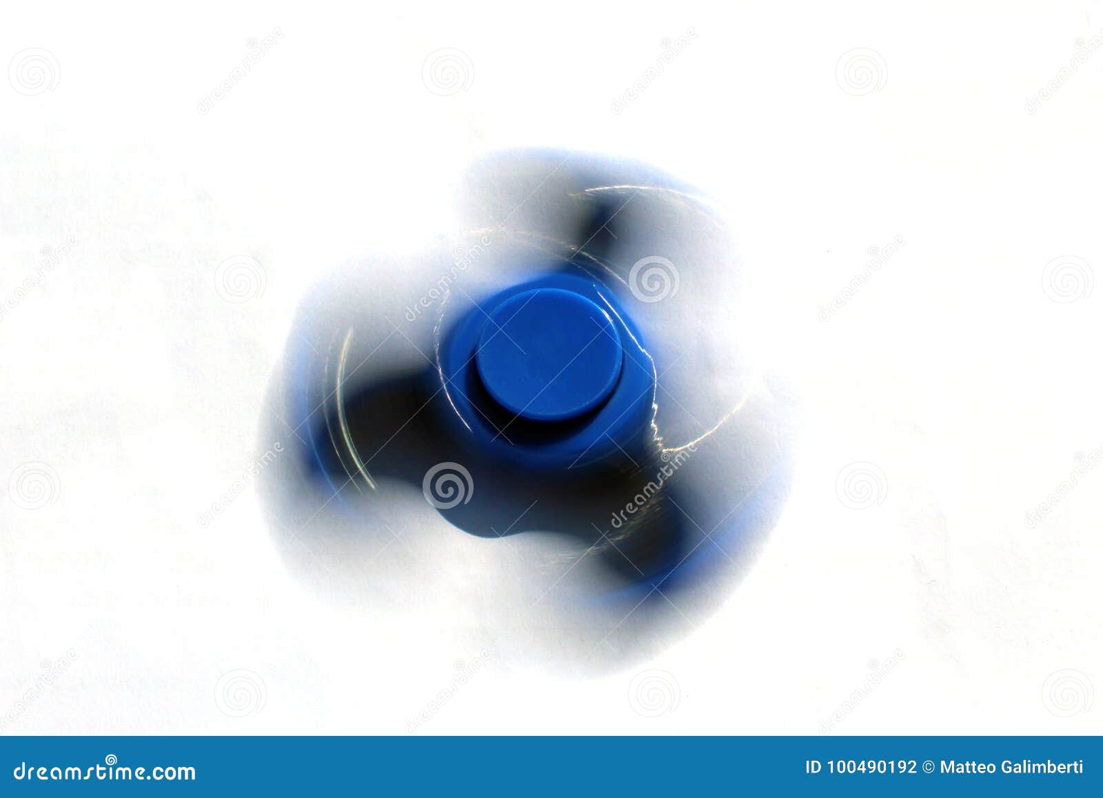 Spinning Blue Fidget Spinner White Background Stock Photo - Image of ...