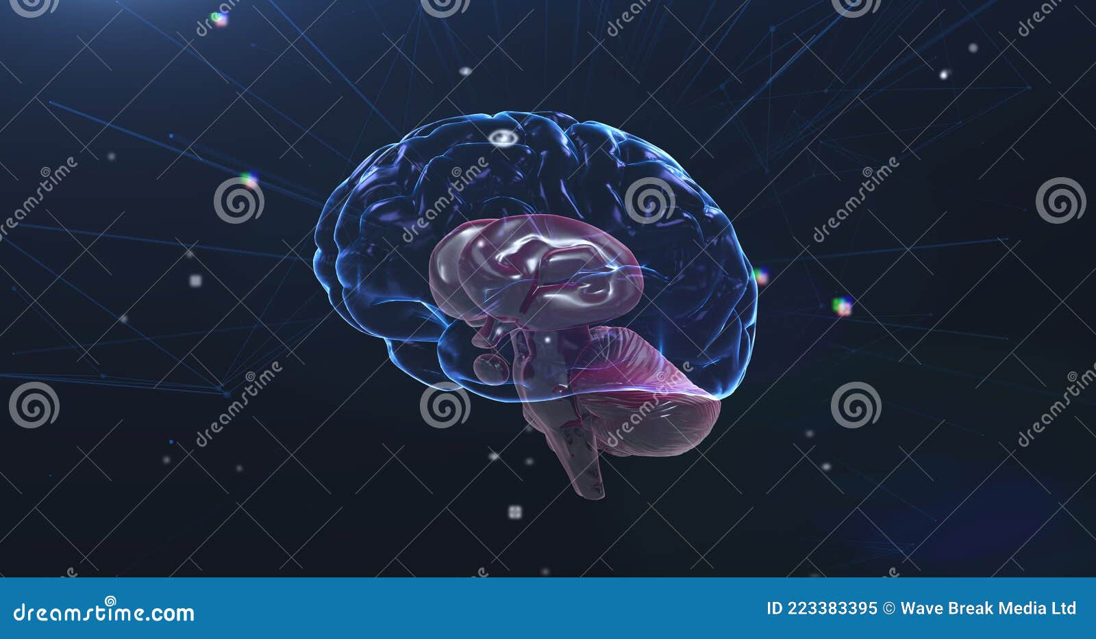 Spinning Brain Against Flickering Light Trails on Black Background ...