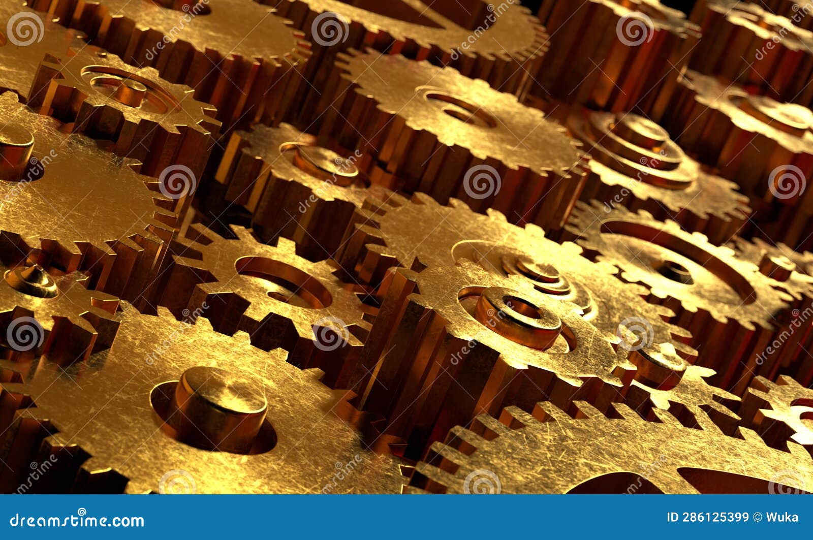 Spinning Bronze Gears Background with a Depth of Field Stock ...