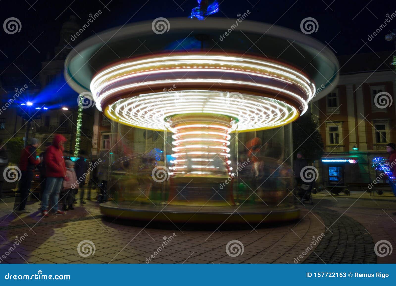 Spinning carousel for kids editorial stock photo. Image of attraction ...