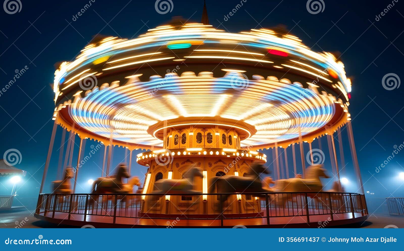 Spinning Carousel Horses Bring Childhood Joy Outdoors Generated By AI ...