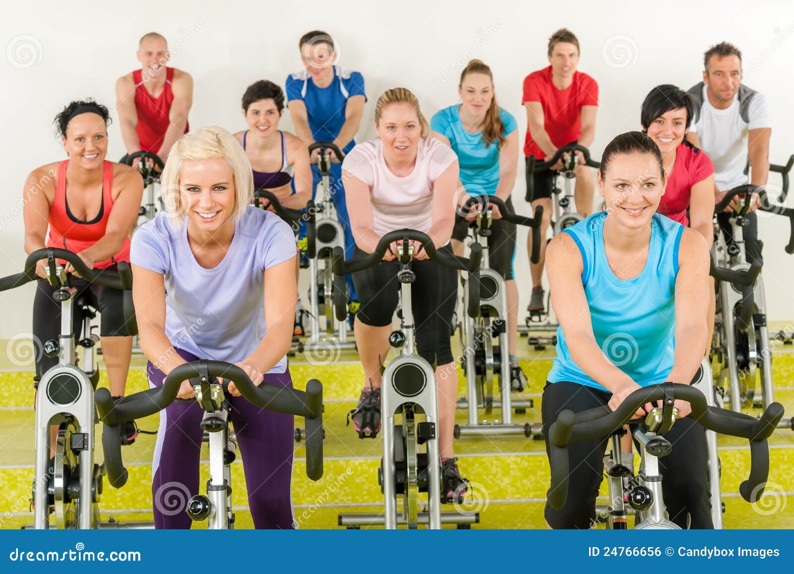 Spinning class at the gym stock photo. Image of machine - 24766656