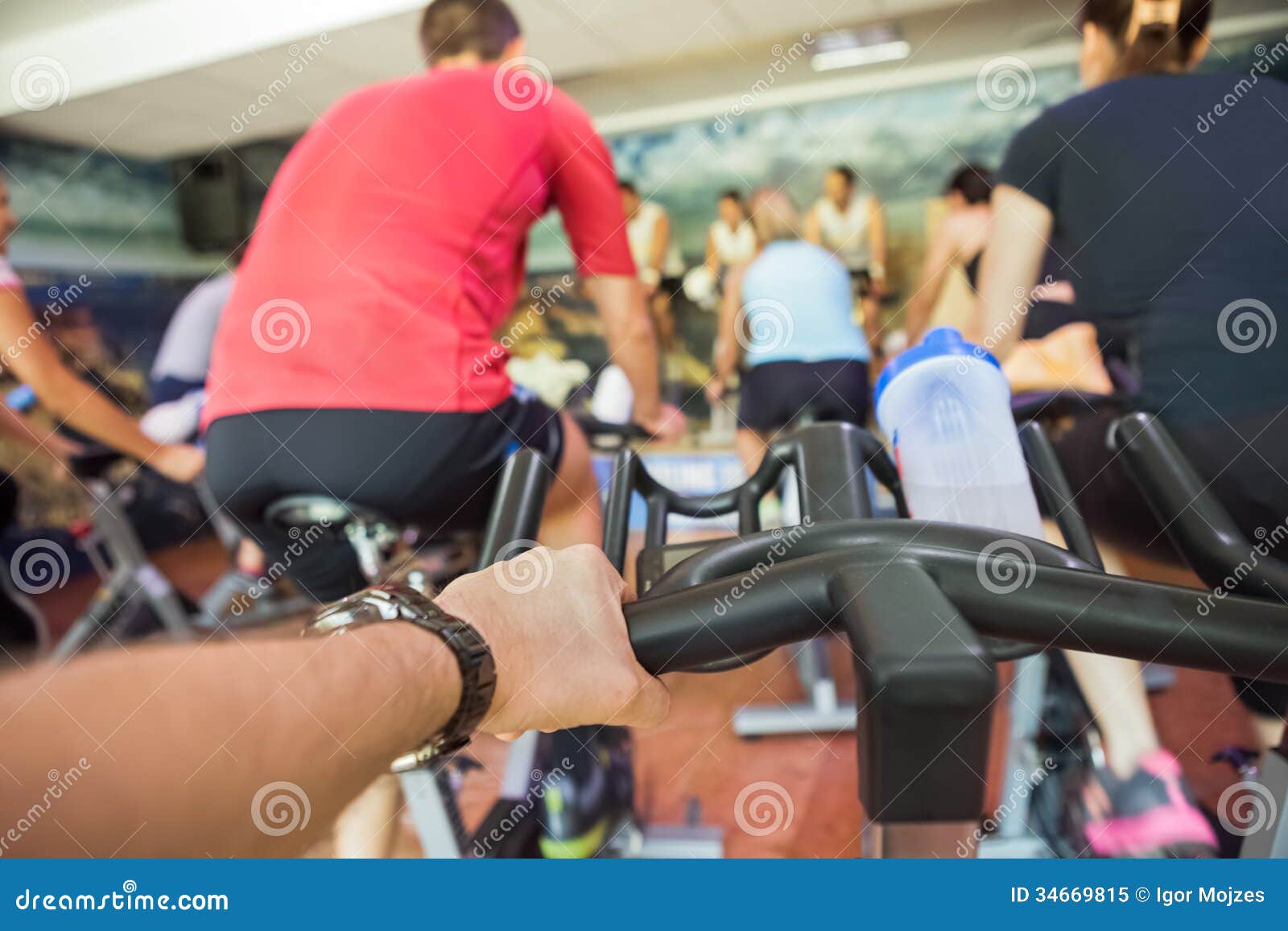 Spinning class stock image. Image of fitness, class, exercise - 34669815