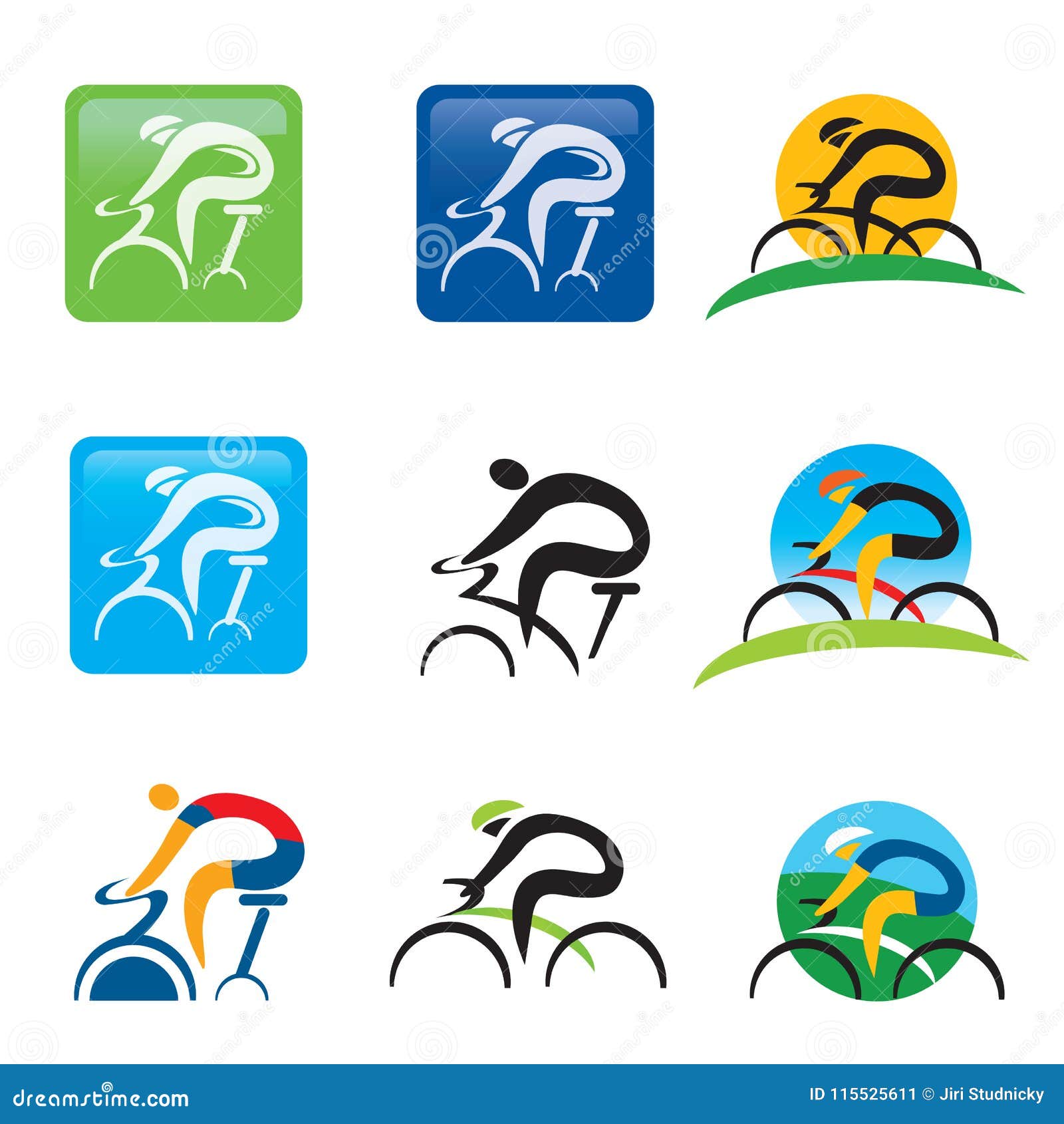 Spinning Cycling Icons Buttons. Stock Vector - Illustration of logo ...