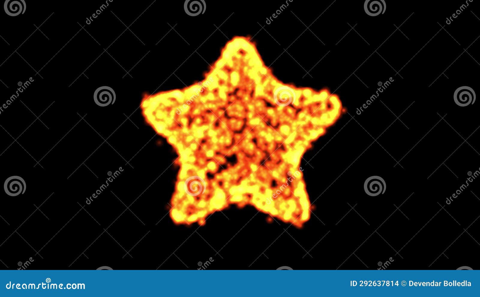 Spinning 3d Star with Fire Particles on Plain Black Background Stock ...