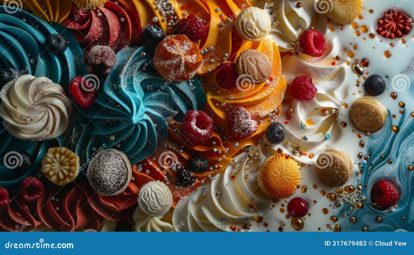 Spinning Dessert Toppings Forming a Map, Representing Exploration Stock ...