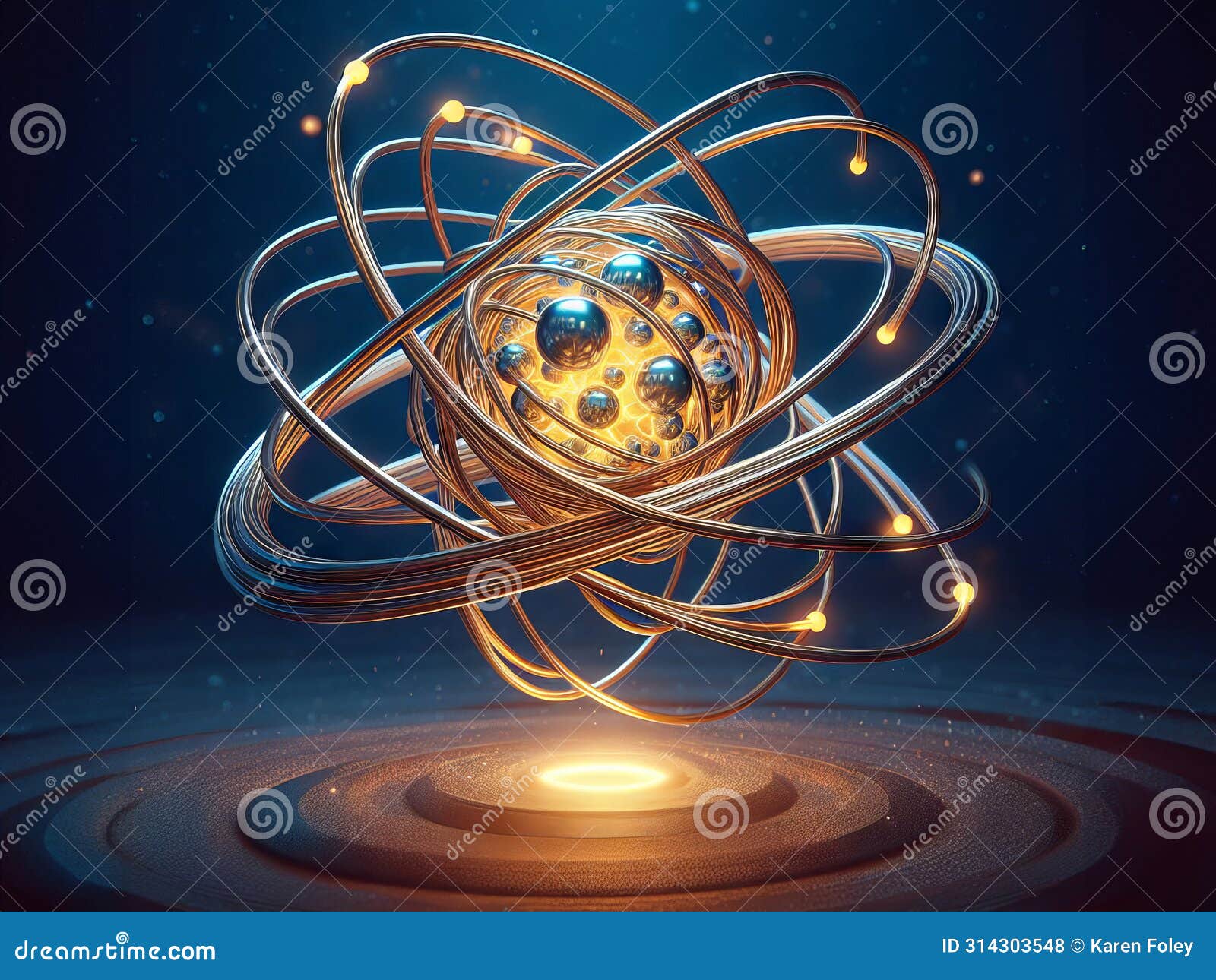 Spinning electrons stock illustration. Illustration of nucleus - 314303548