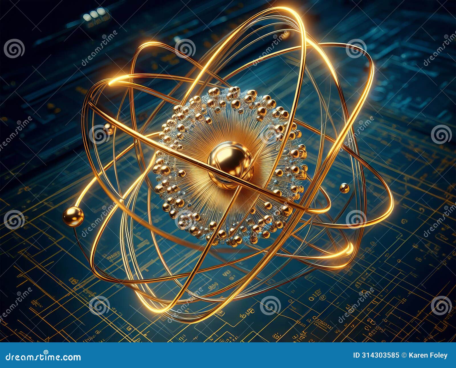 Spinning electrons stock illustration. Illustration of core - 314303585