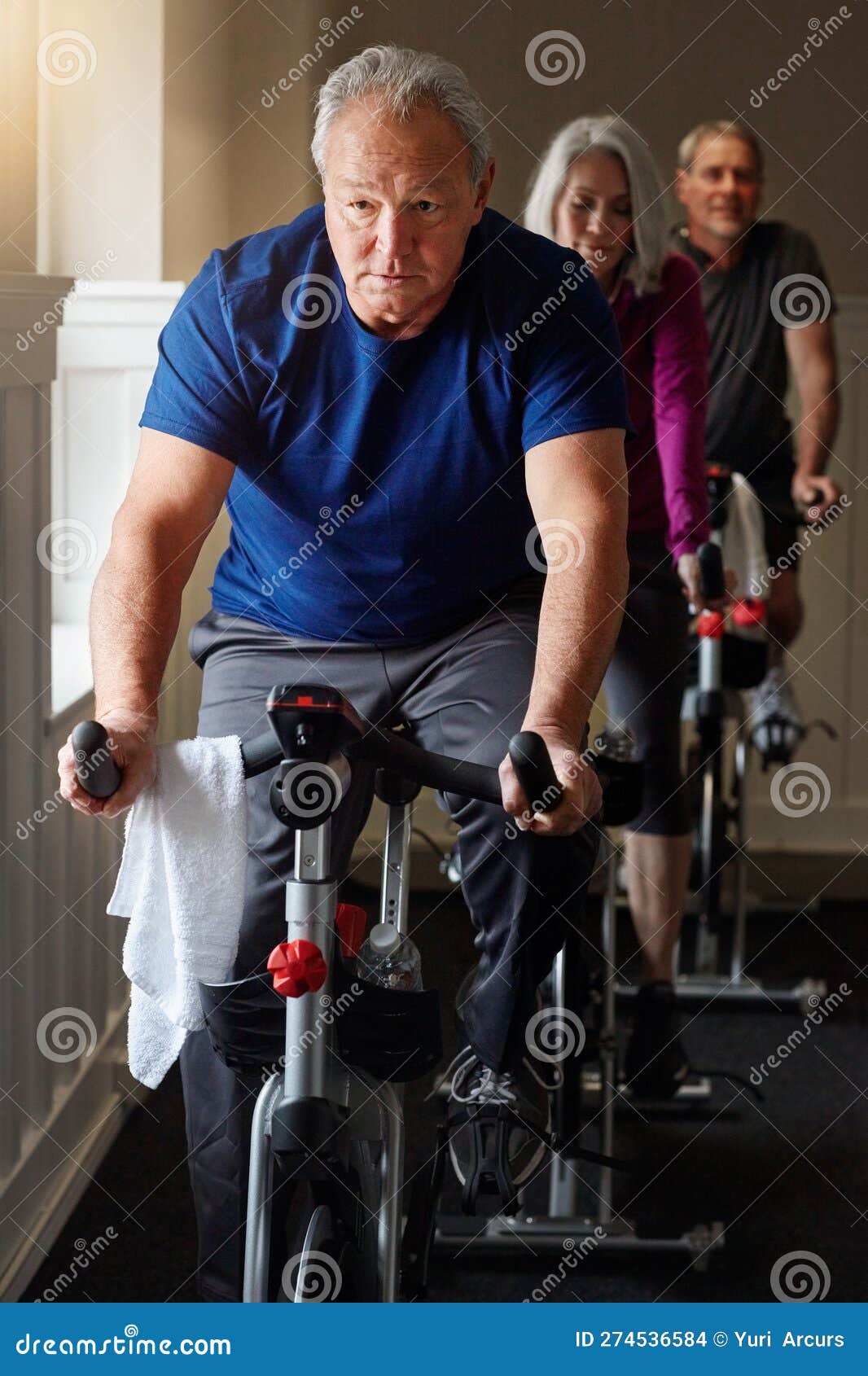 Spinning is for Everyone at Every Age. a Group of Seniors Having a ...