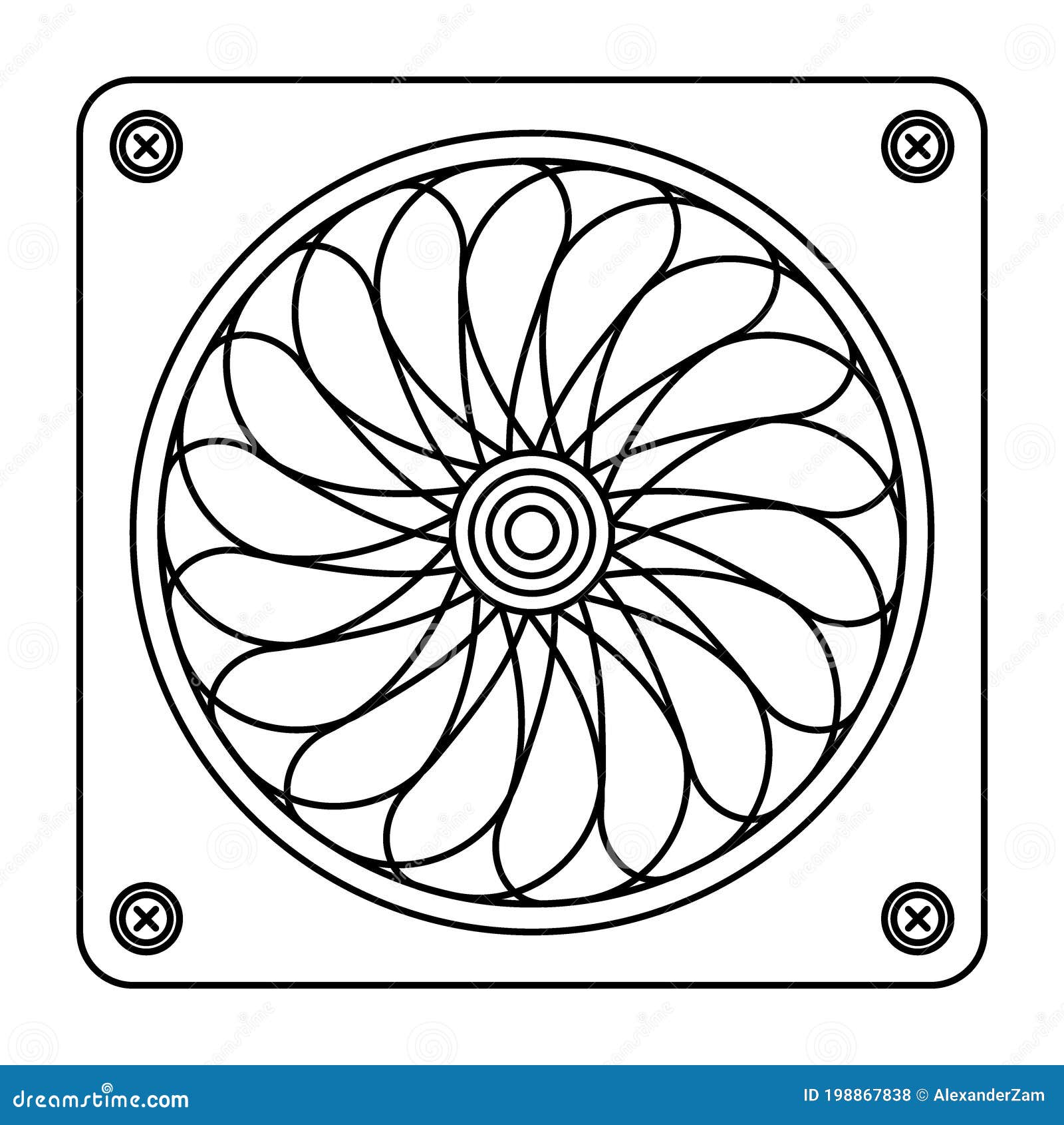 Spinning fan illustration stock vector. Illustration of tool - 198867838