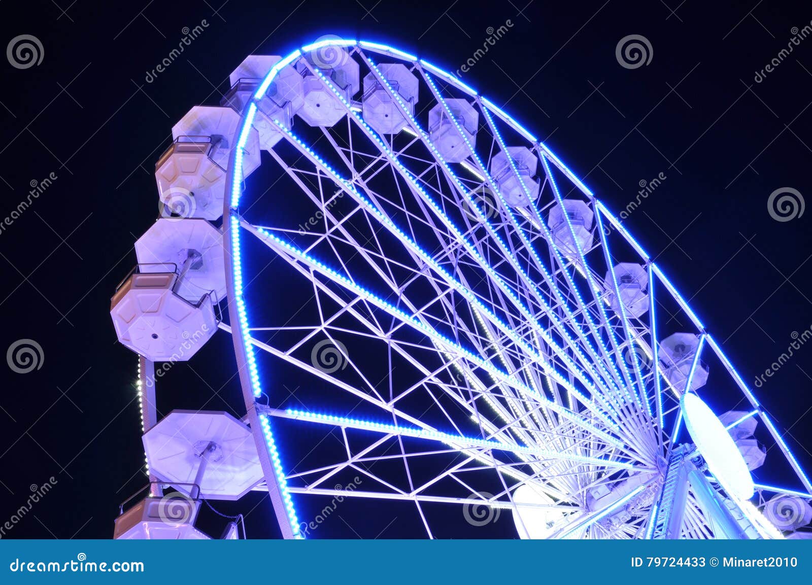 Spinning Ferris Wheel at Night Light Stock Image - Image of amusement ...