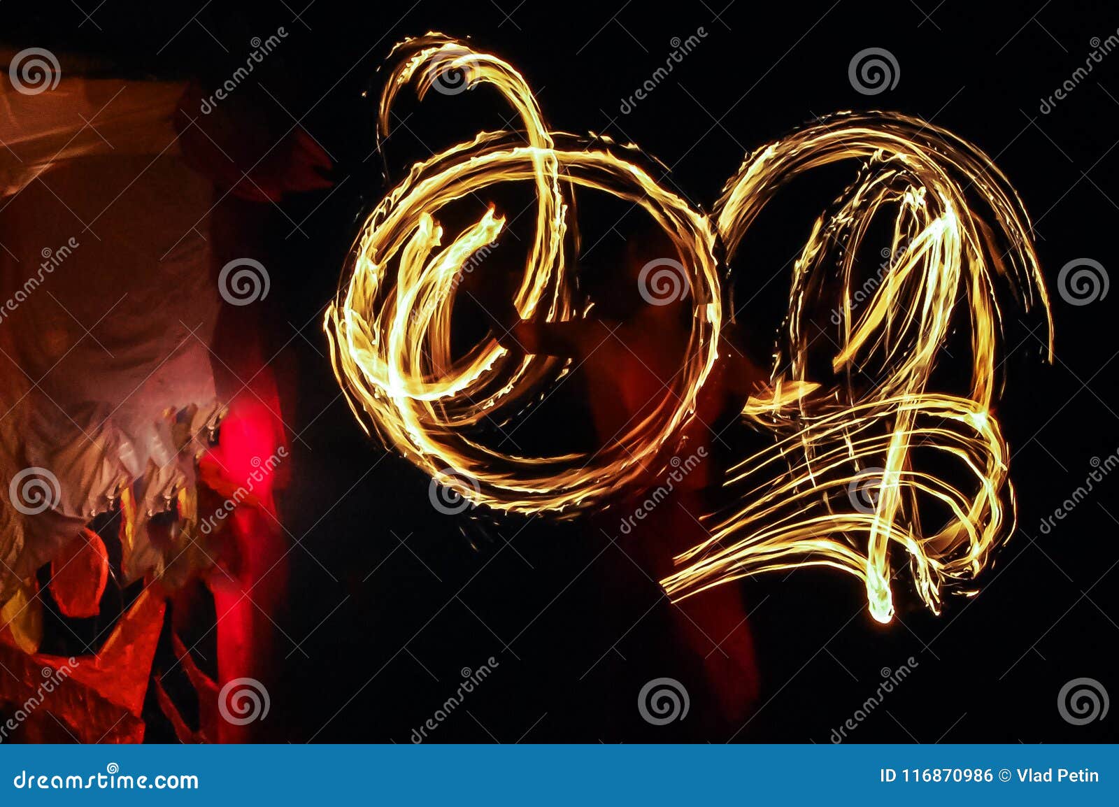 Spinning Fire Poi Rings of Fire Stock Photo - Image of artistic, light ...