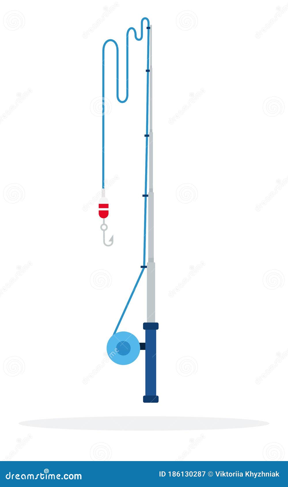 Spinning Fishing with Hook Vertically Flat Isolated Stock Vector ...