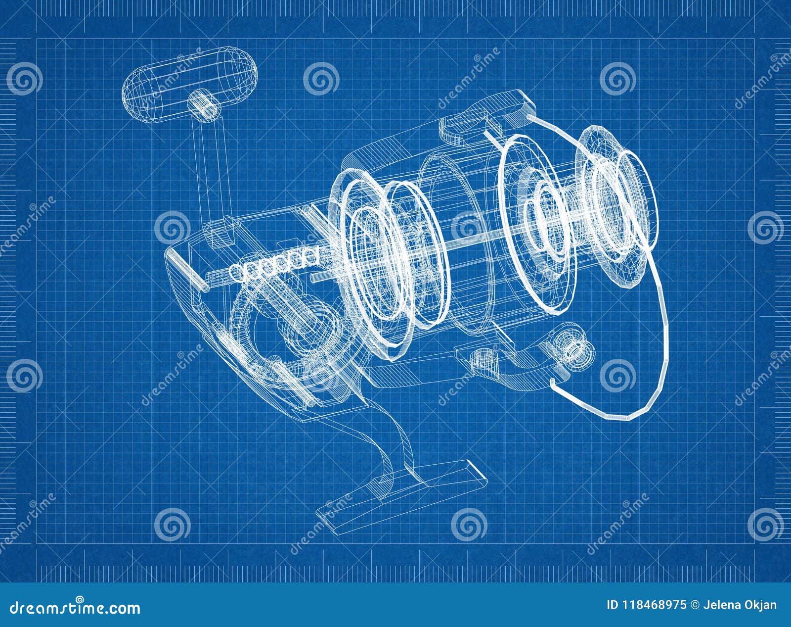 Spinning Fishing Reel Architect Blueprint Stock Illustration ...