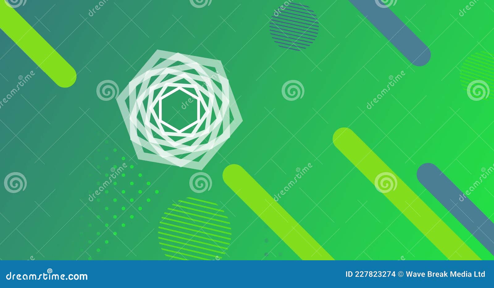 Spinning Hexagon Over Moving Geometric Shapes and Circles Stock ...