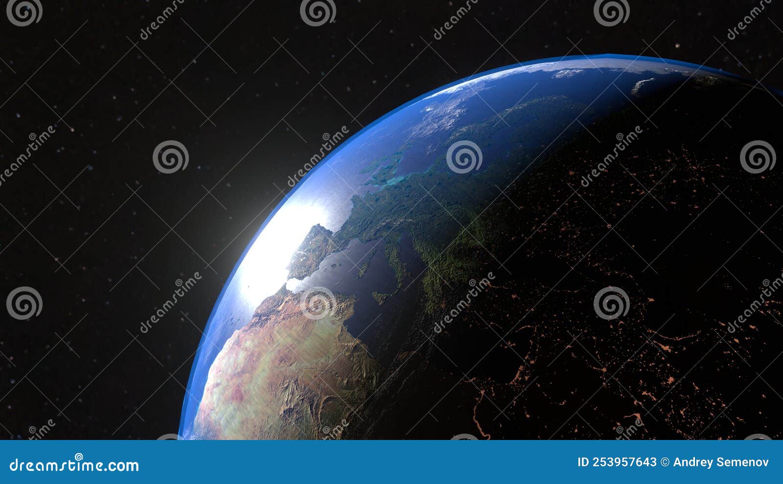 Spinning Planet Earth. Space View. 3D Render. Stock Illustration ...