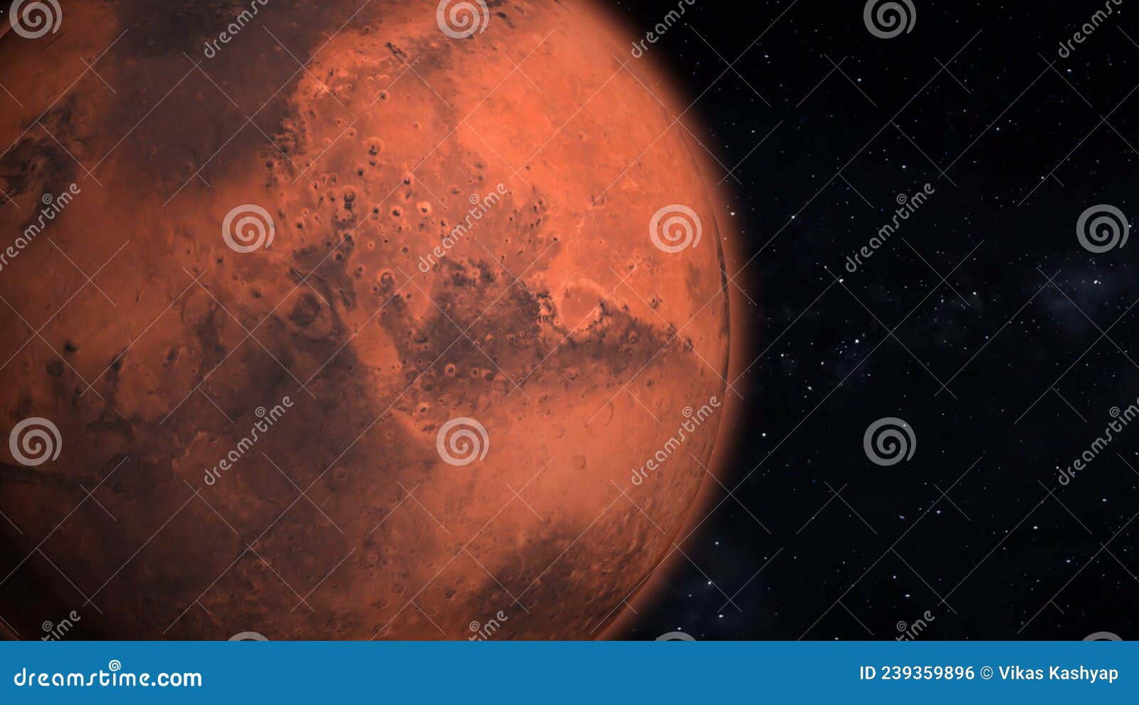 Spinning Planet Mars Isolate on Dark. Front View of Mars Planet from ...