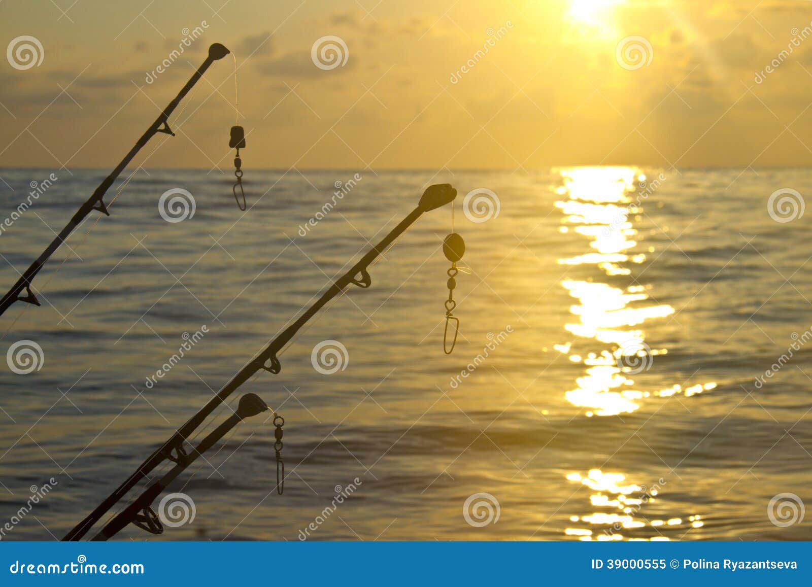 Spinning Rods in Front of Sunset Stock Image - Image of nature, ocean ...