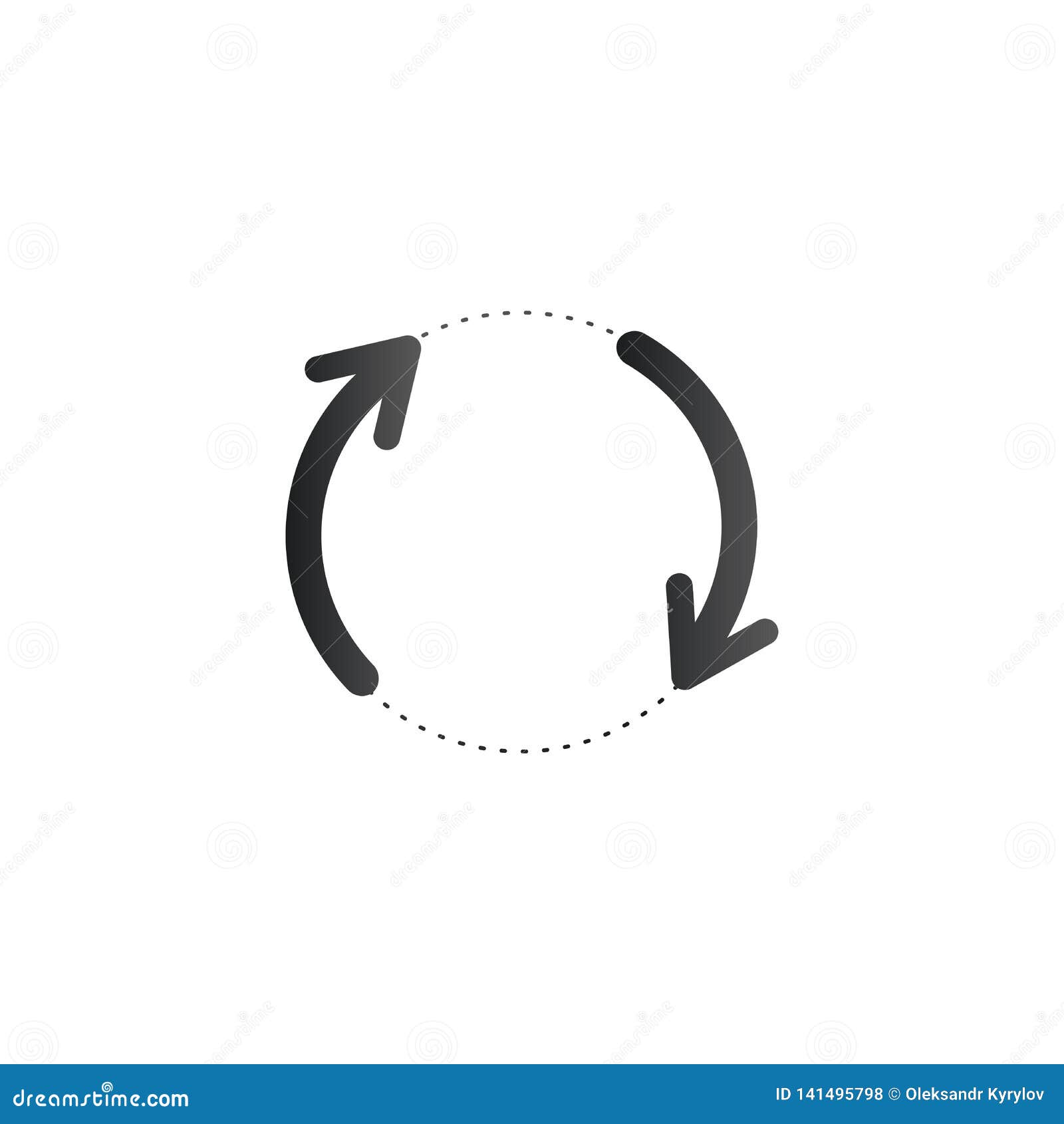 Spinning, Rotating Arrows in Dashed Circle. Loop, Reset Arrows. Vector ...