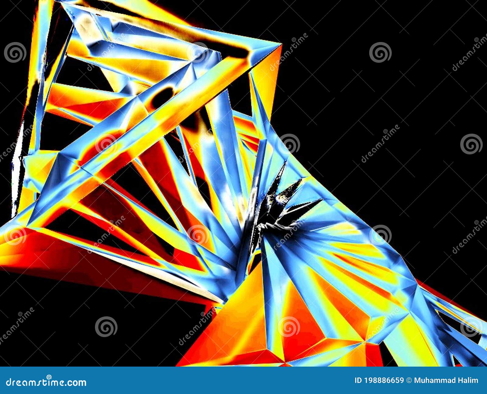 Spinning Stair Refraction in Glowing Red Stock Illustration ...