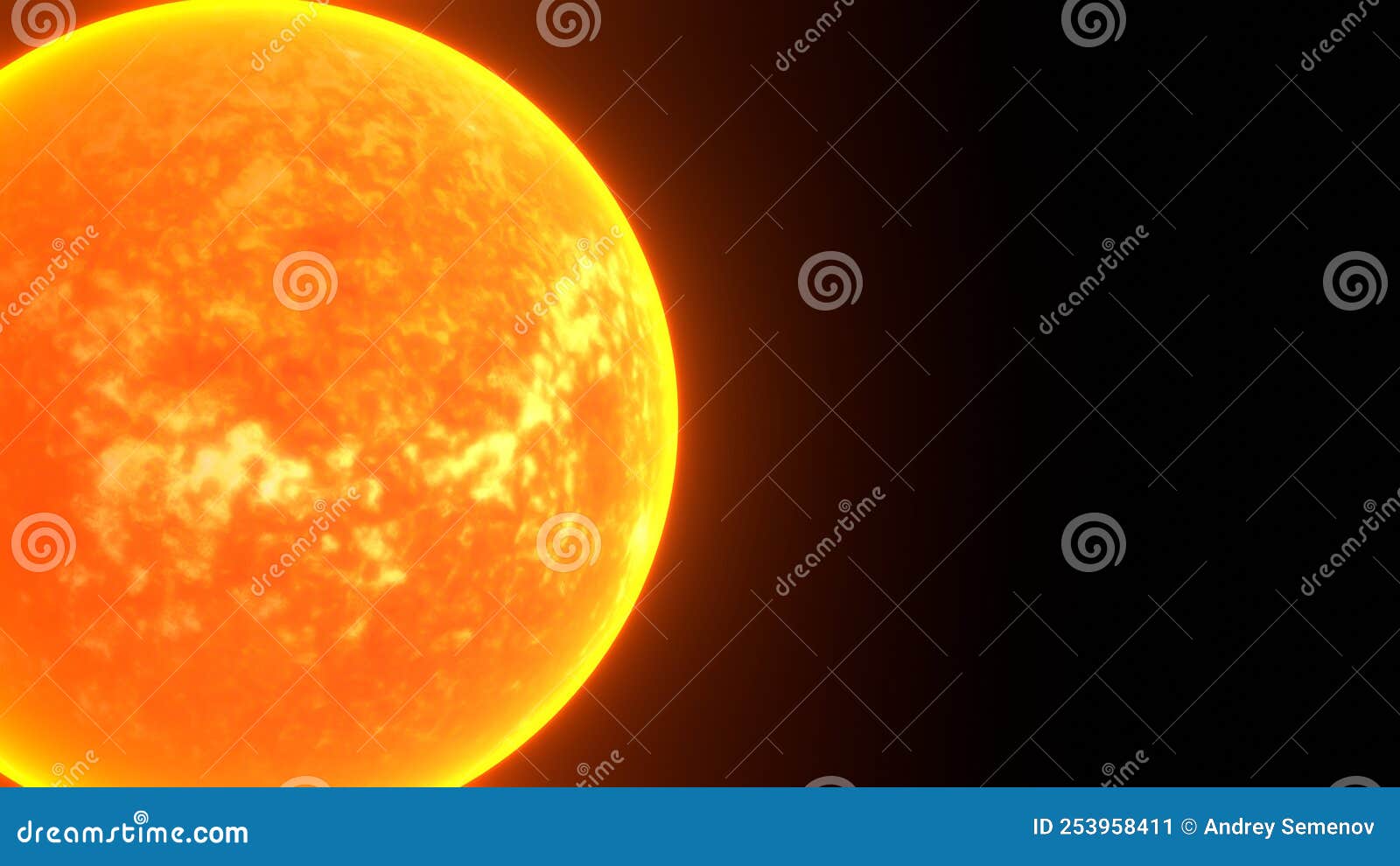 Spinning Sun. Beautiful Space Object. 3D Render. Stock Illustration ...