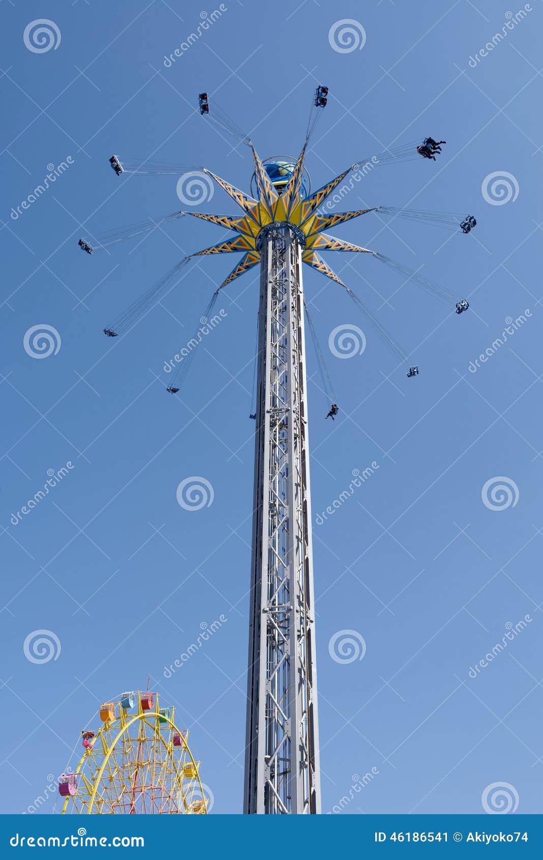 Spinning Swing at Fairground Stock Image - Image of blue, chain: 46186541
