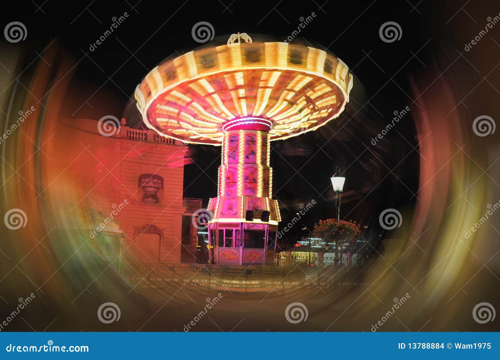 Spinning swings at night stock photo. Image of hanging - 13788884