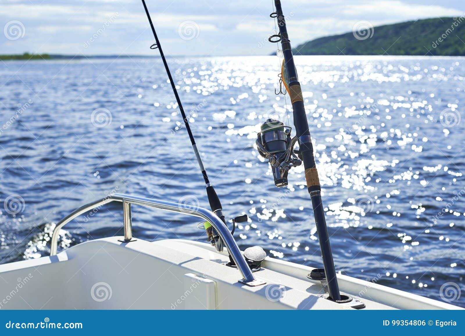 Spinning with Trolling on the Ship`s Hull Against Stock Photo - Image ...
