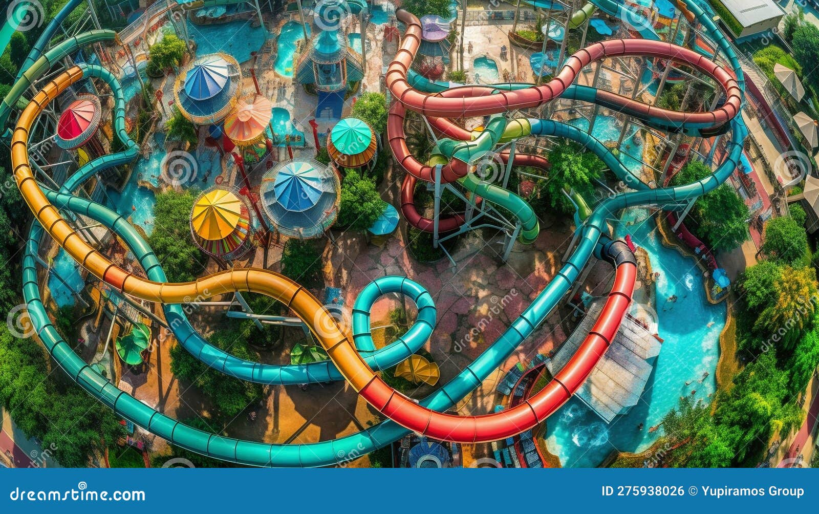 Spinning Wheel of Excitement at Water Park Generated by AI Stock ...