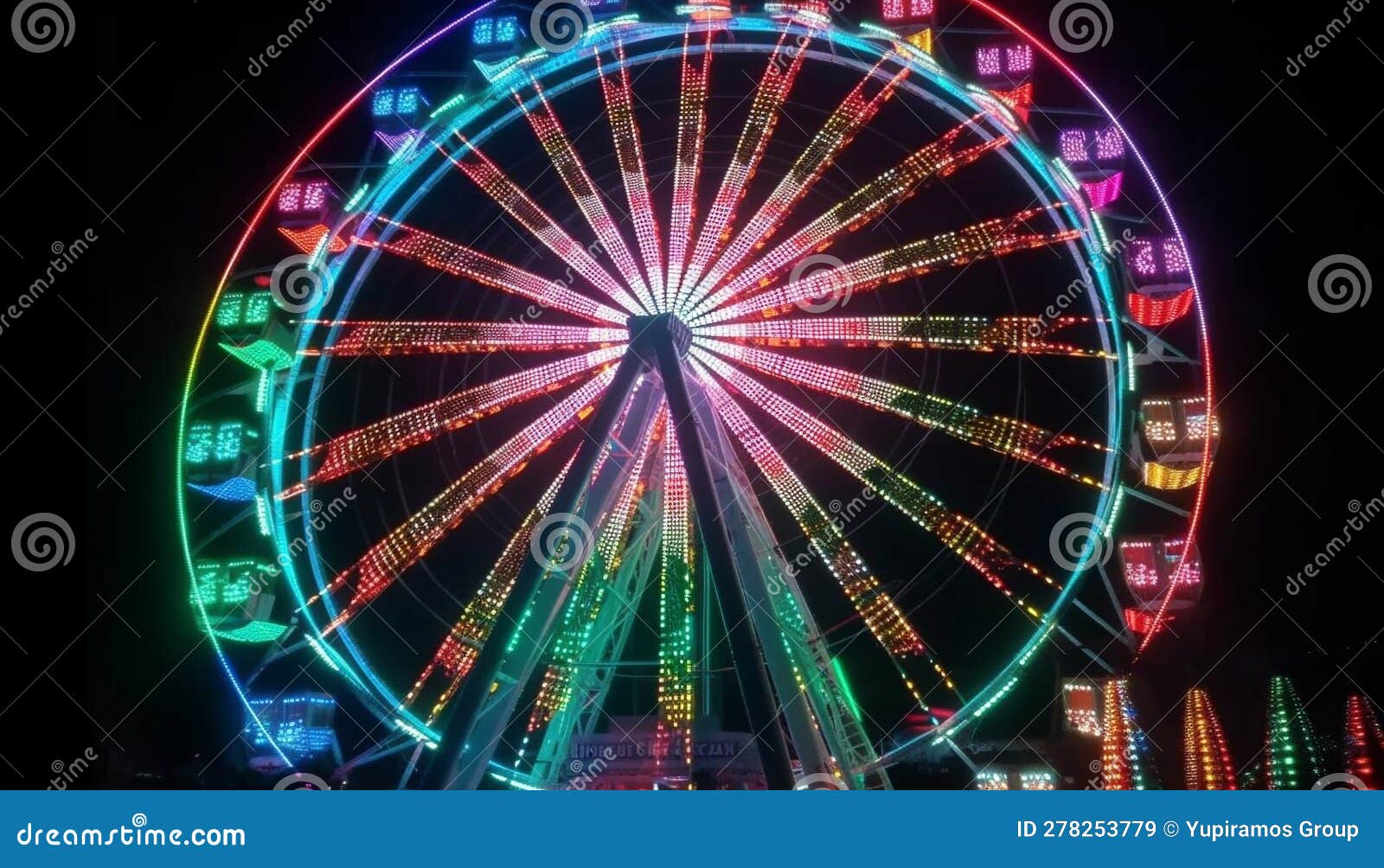 Spinning Wheel of Joy, Carnival Vibrant Nightlife Generated by AI Stock ...