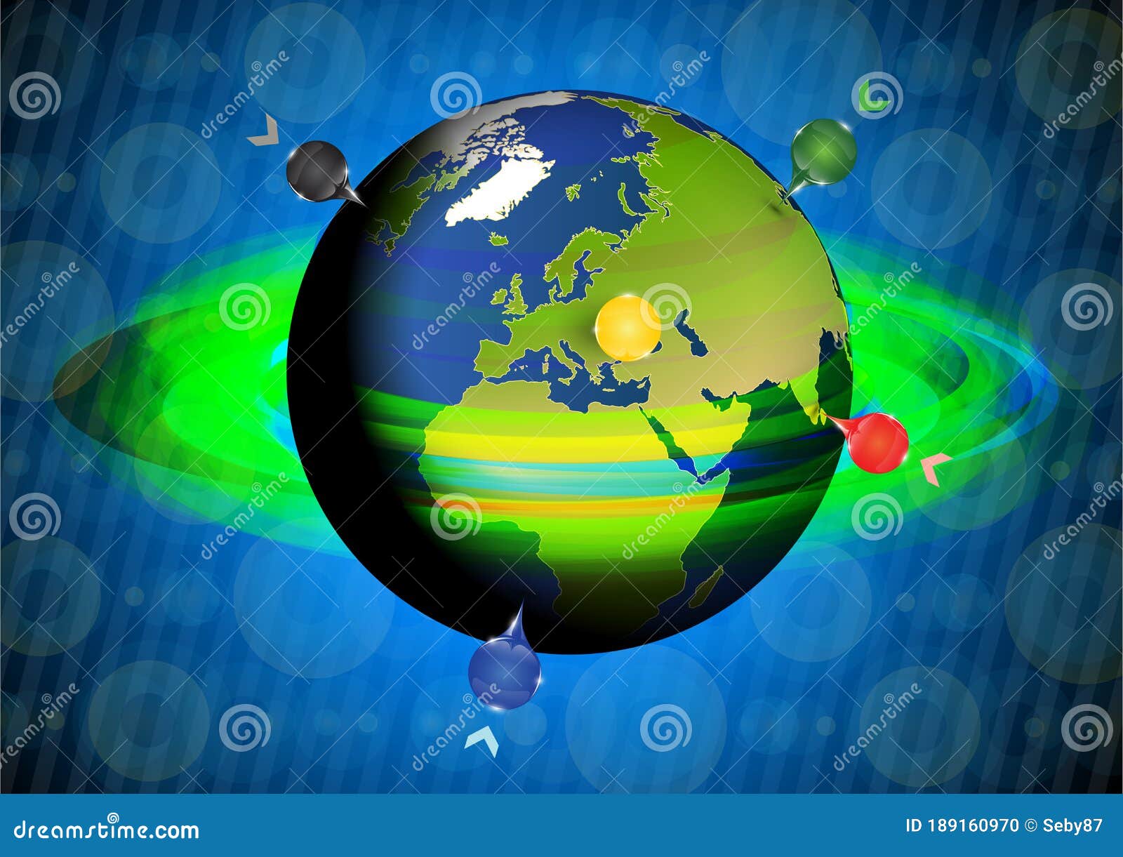 Spinning World Globe. Animated 2d Earth Globe Rotation Cycle. Concept ...