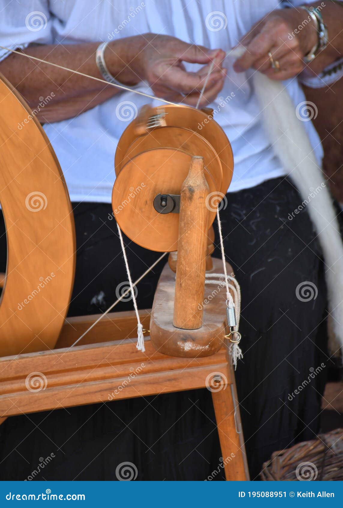 Spinning Yarn with a Spinning Wheel Stock Image - Image of spinning ...