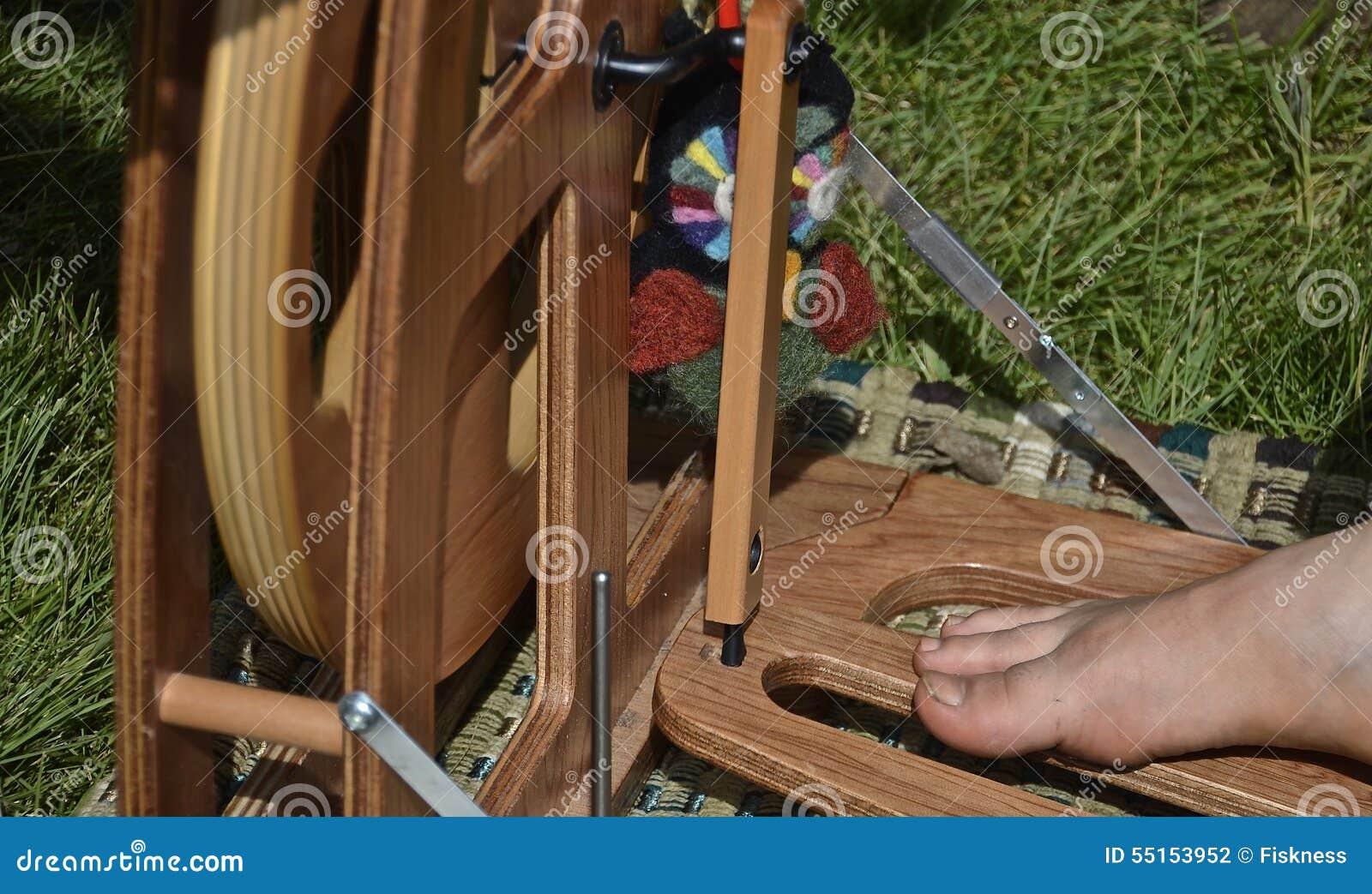 Spinning yarn on wheel stock photo. Image of wood, bare - 55153952