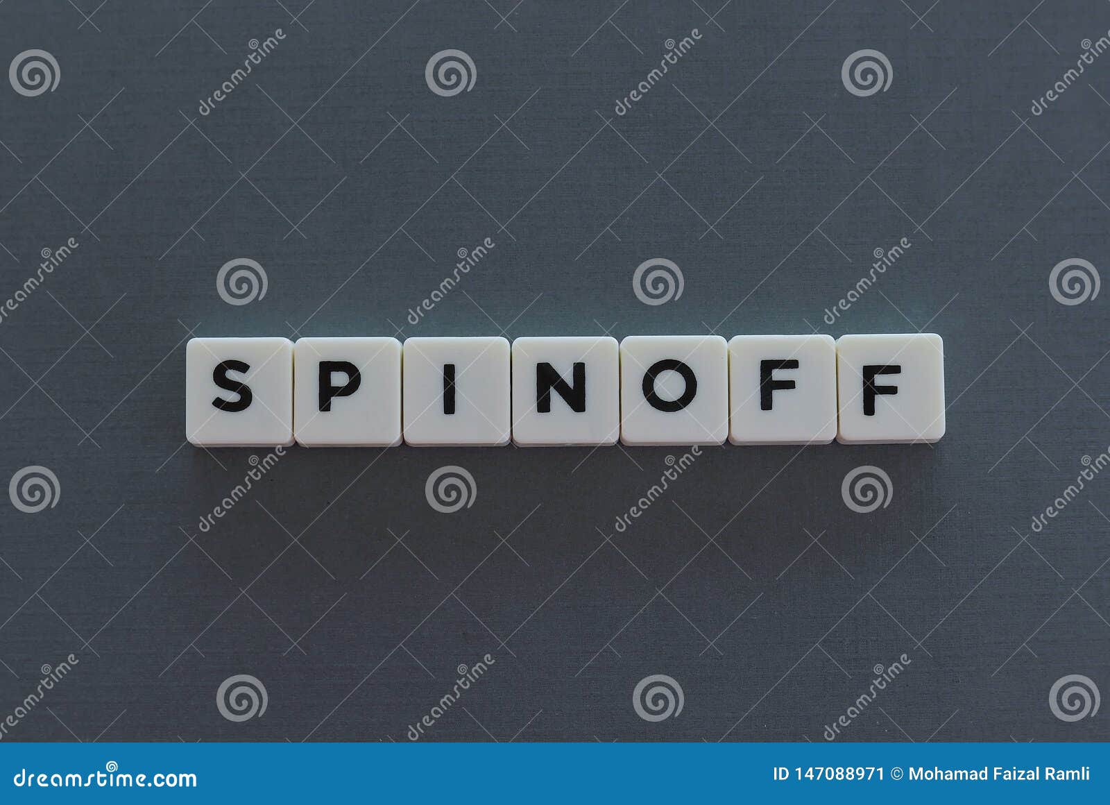 Spinoff Word Made of Square Letter Word on Grey Background Stock Image ...