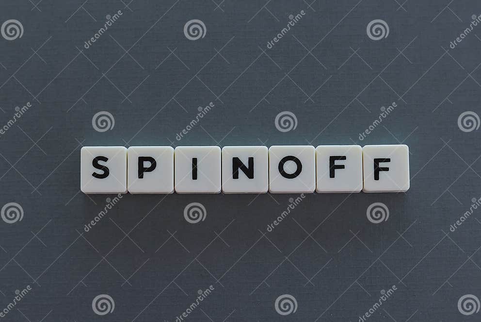 Spinoff Word Made of Square Letter Word on Grey Background Stock Image ...