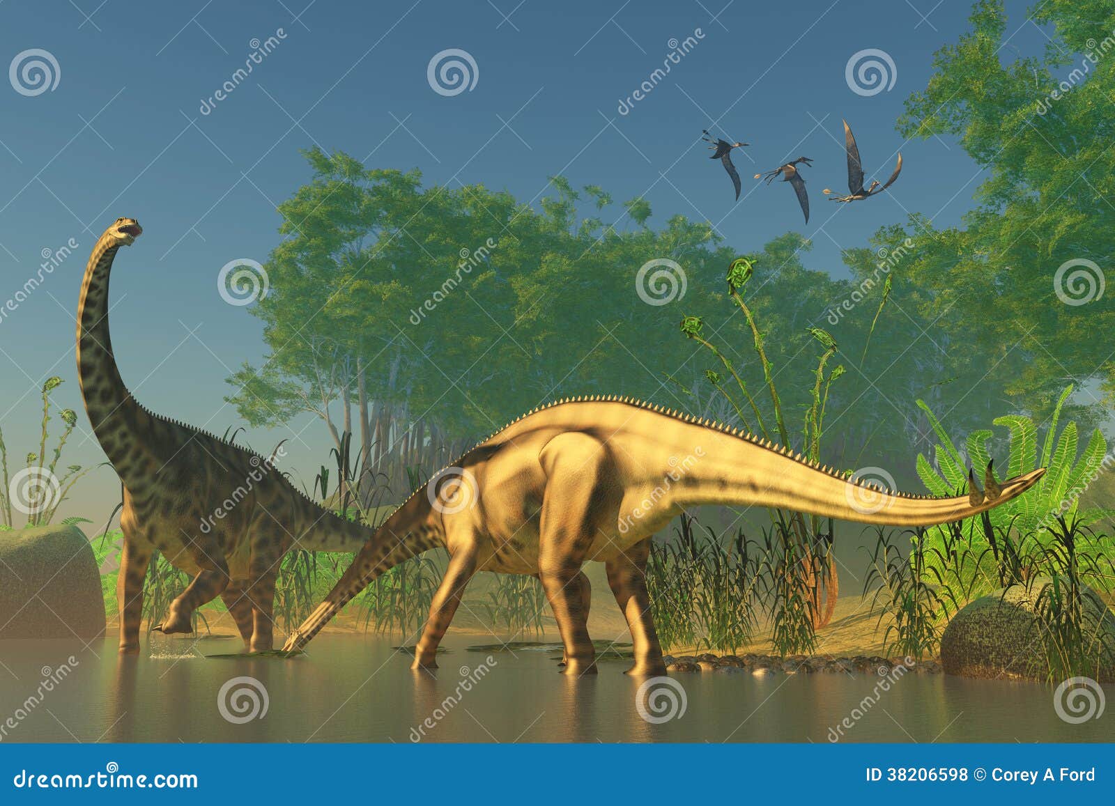 Spinophorosaurus Dinosaurs Swamp Stock Photo | CartoonDealer.com #79174218
