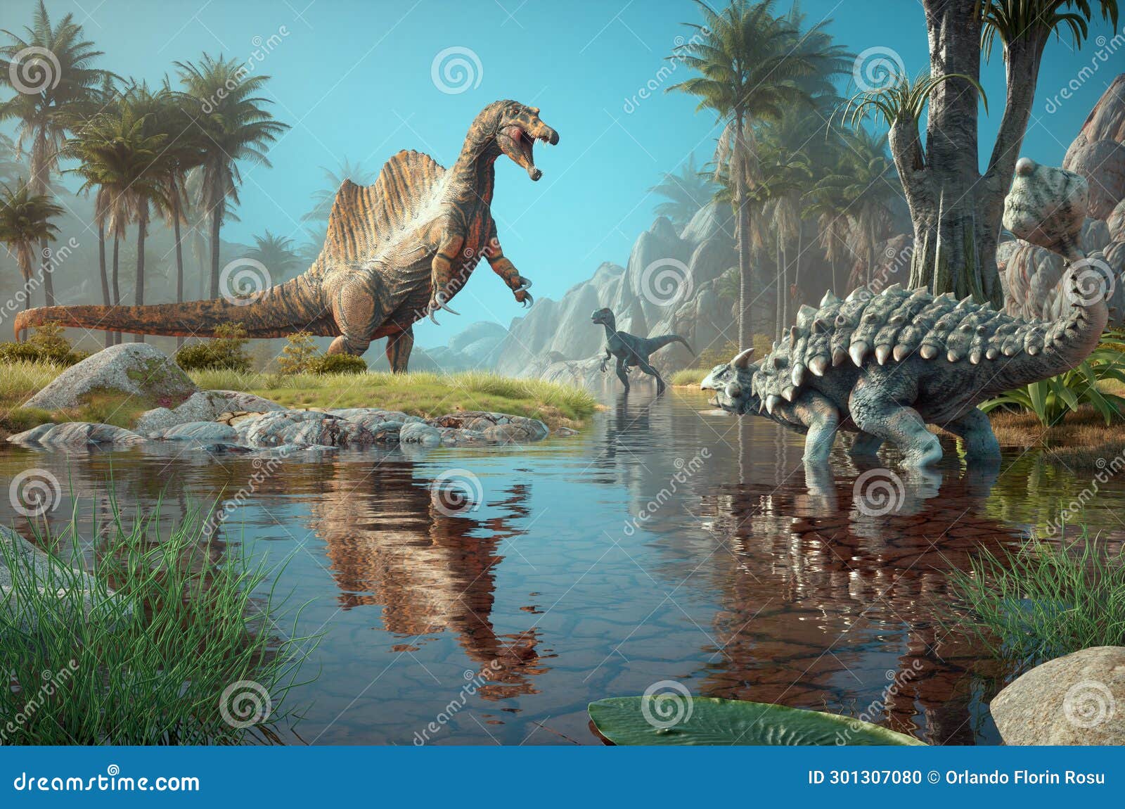 Spinosaurus Is Angry In White Background Stock Illustration ...