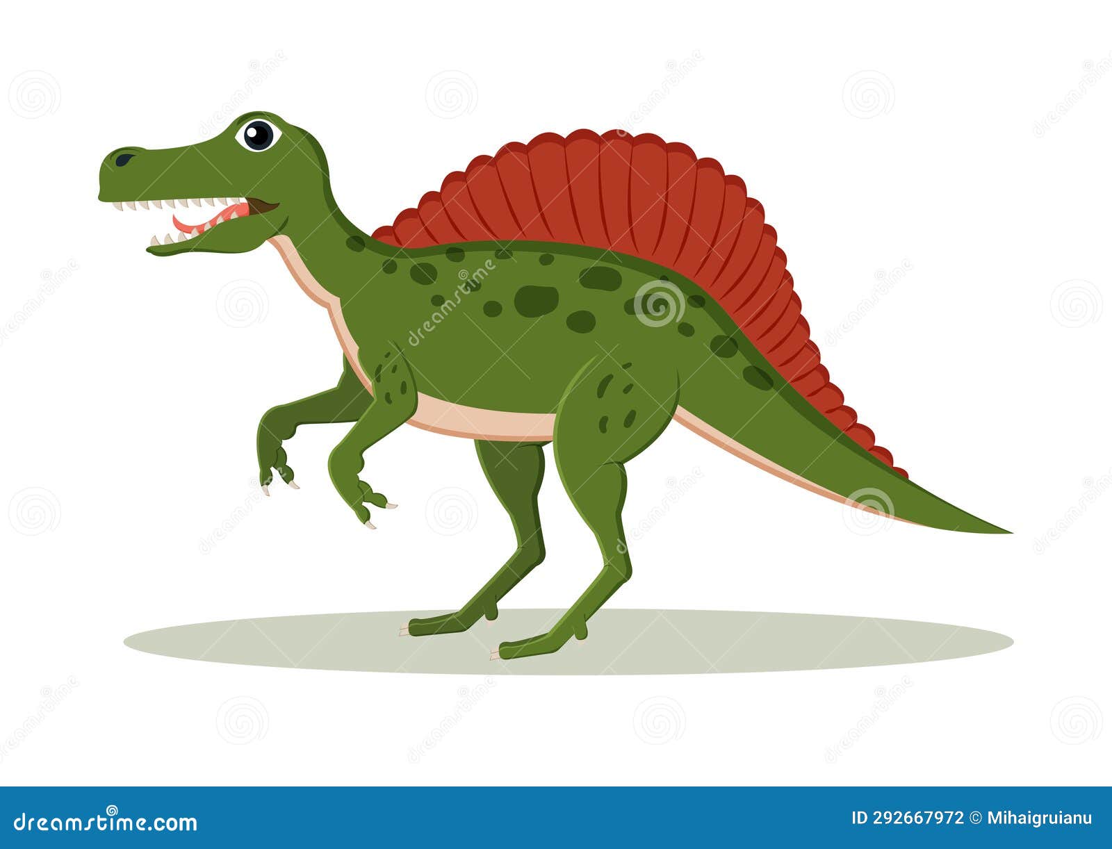Spinosaurus Dinosaur Cartoon Character Vector Illustration Stock Vector ...