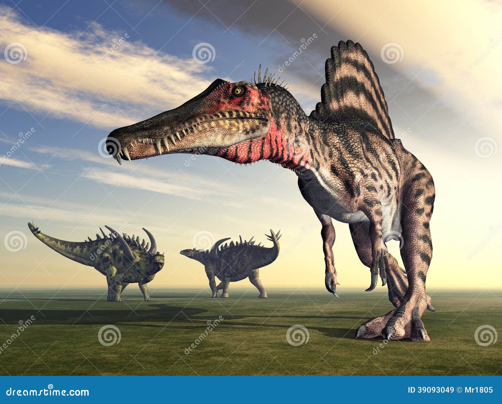 Spinosaurus and Gigantspinosaurus Stock Illustration - Illustration of ...